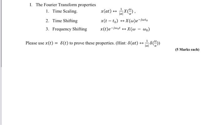 Solved I. The Fourier Transform properties 1. Time Scaling. | Chegg.com