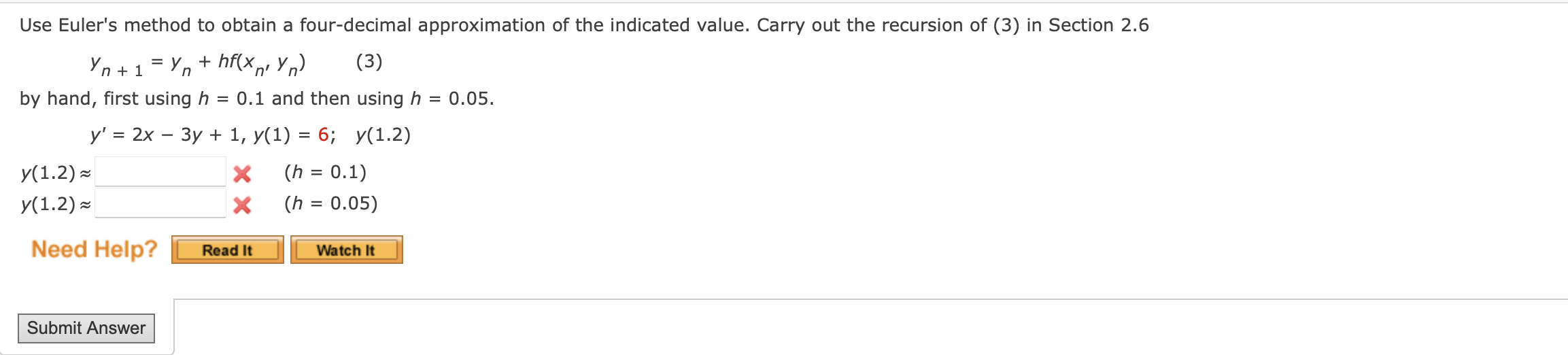 Solved Use Euler's method to obtain a four-decimal | Chegg.com