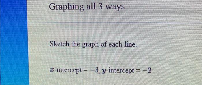 Solved Graphing all 3 ways Sketch the graph of each line. | Chegg.com