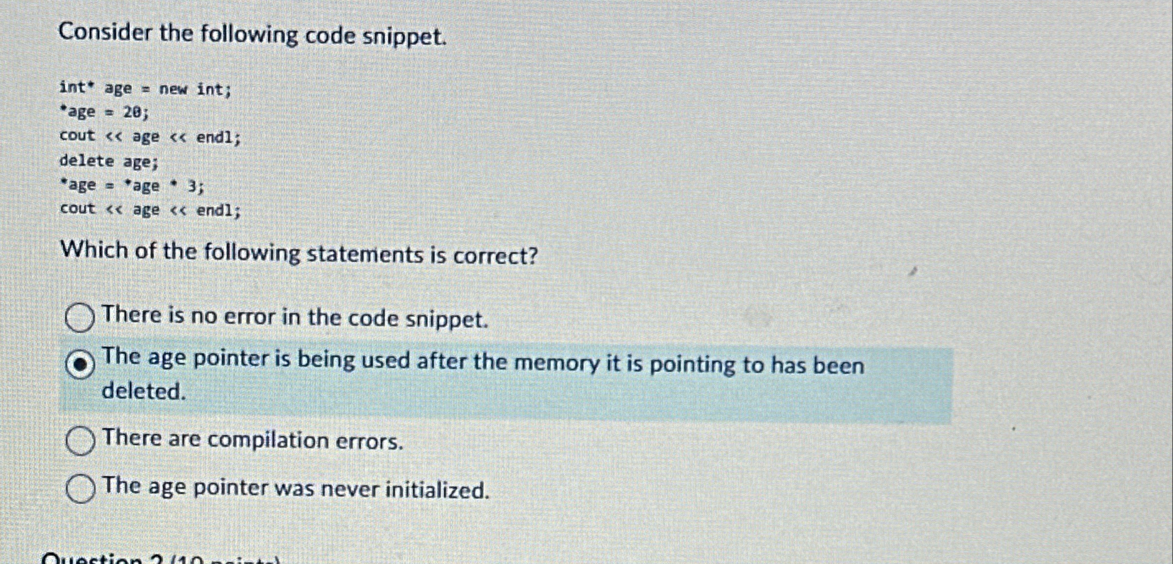 Consider the following code snippet.Which of the | Chegg.com