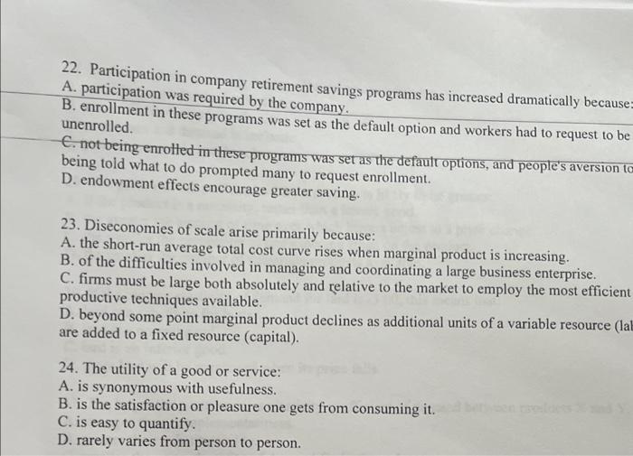 Solved 22. Participation in company retirement savings | Chegg.com