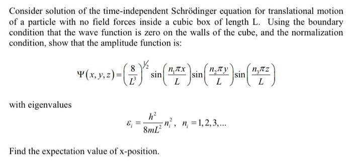 Solved Consider solution of the time-independent Schrödinger | Chegg.com