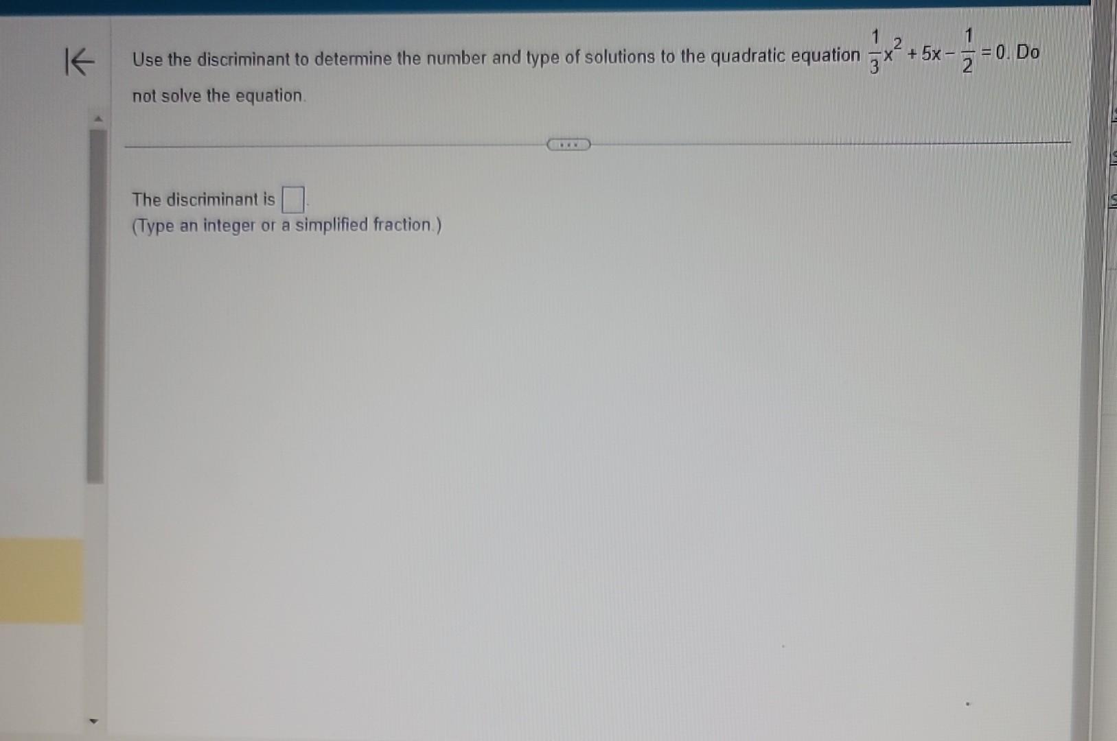 Solved Use the discriminant to determine the number and type | Chegg.com
