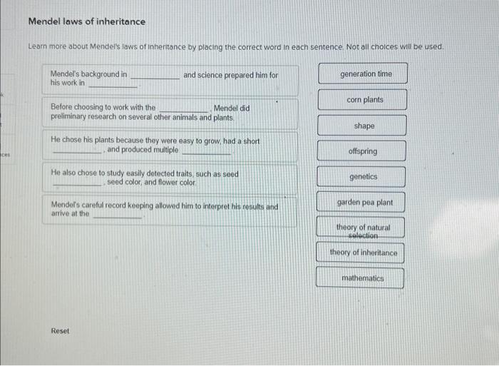 Solved Mendel laws of inheritance Learn more about Mendel's | Chegg.com
