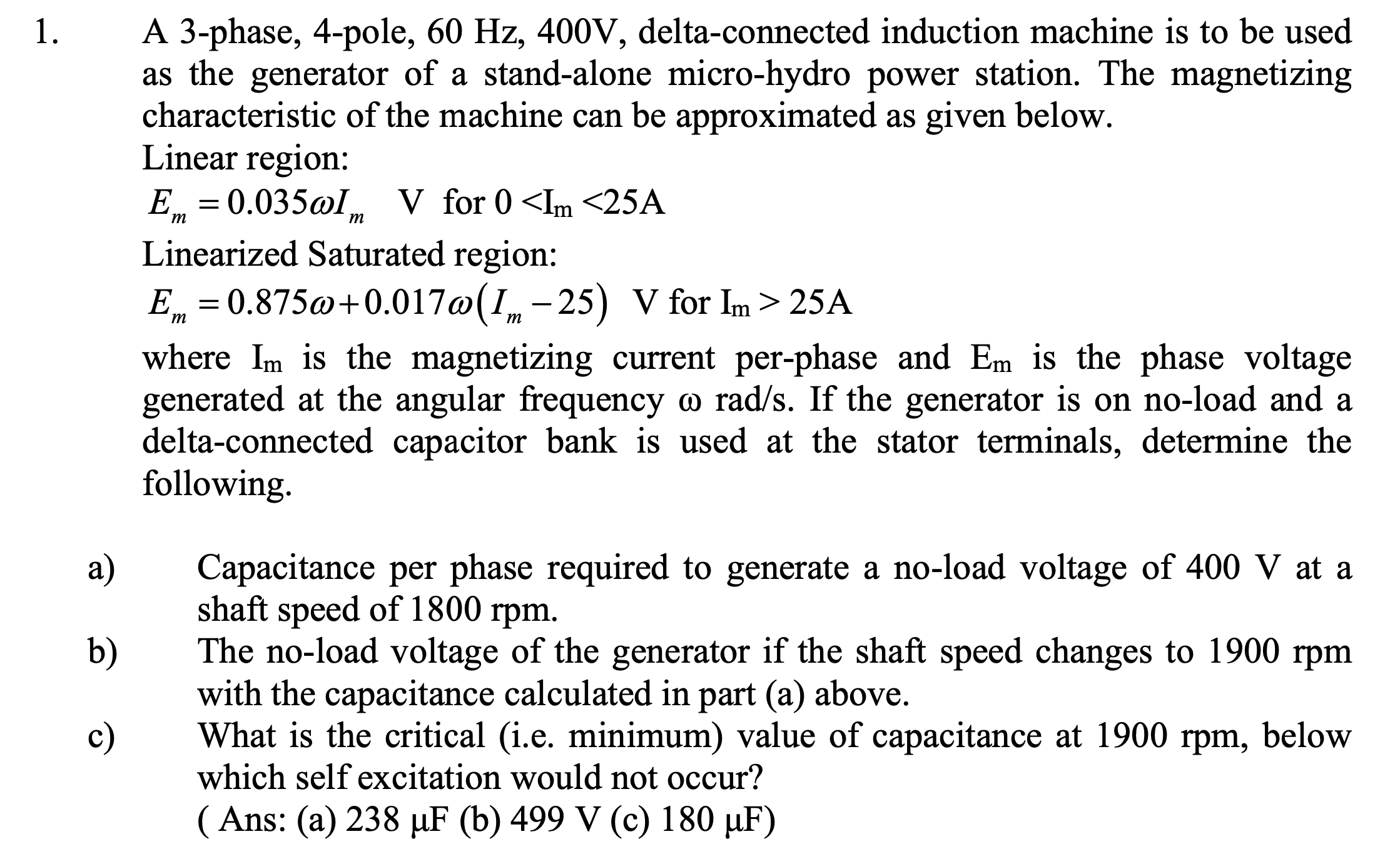 Solved A 3-phase, 4-pole, 60Hz,400V, ﻿delta-connected | Chegg.com