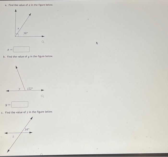 Solved a. Find the value of x in the figure below: x= b. | Chegg.com