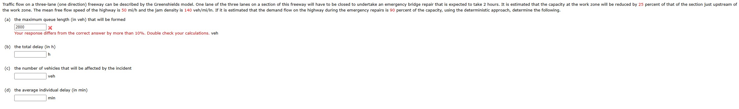 Solved (a) ﻿the maximum queue length (in veh) ﻿that will be | Chegg.com