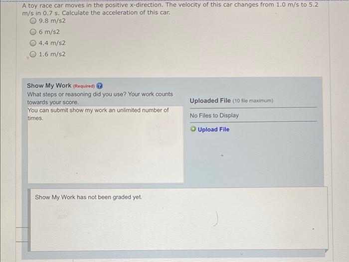 Solved A toy race car moves in the positive x-direction. The | Chegg.com