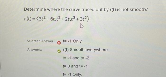 Solved Determine where the curve traced out by r(t) is not | Chegg.com