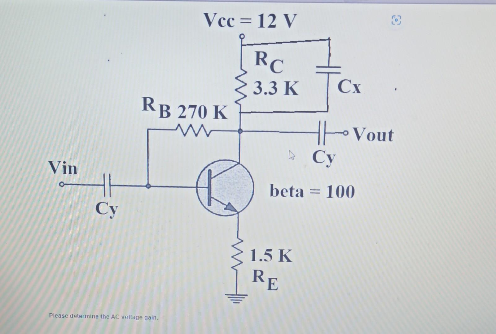 Solved please determine the AC voltage gain | Chegg.com