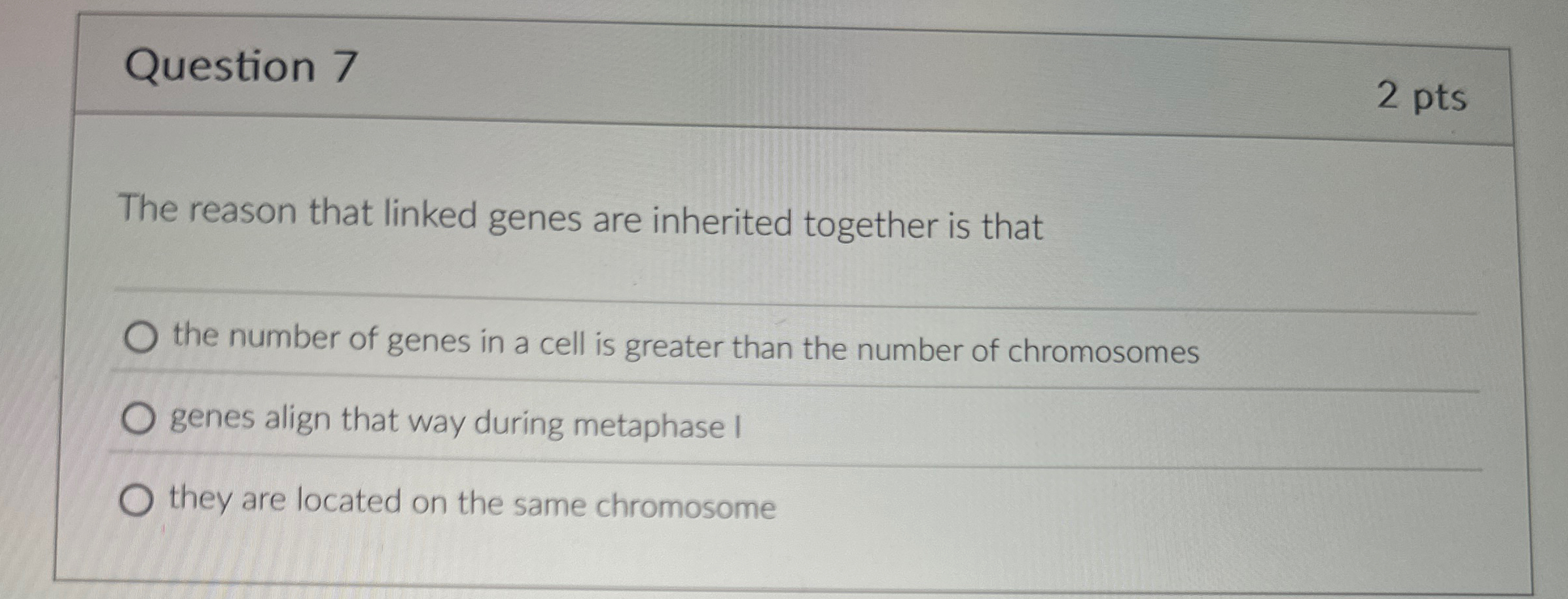 Solved Question 72 ﻿ptsThe reason that linked genes are | Chegg.com