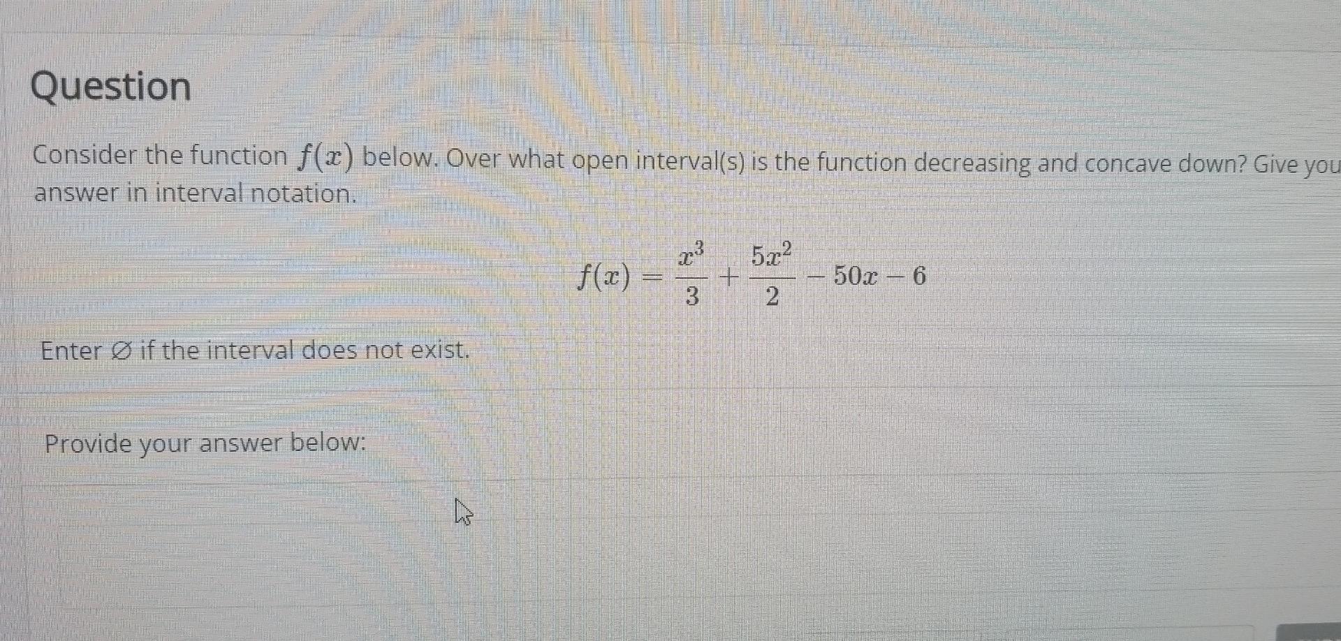 Solved Question Consider the function f(x) below. Over what | Chegg.com
