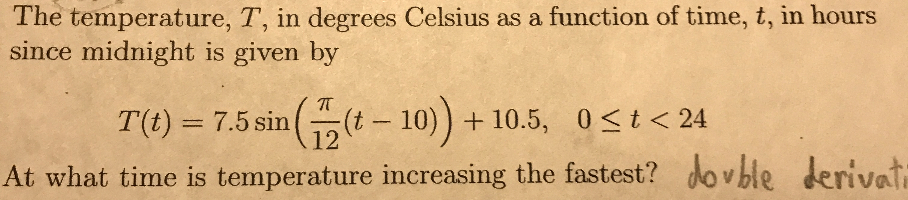 Solved The temperature, T, ﻿in degrees Celsius as a function | Chegg.com