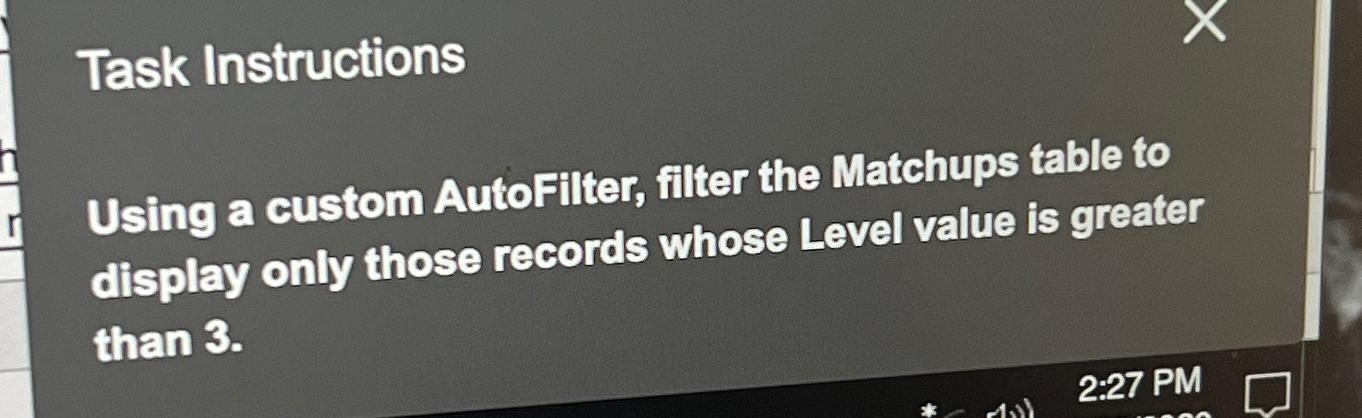 Solved Task InstructionsUsing a custom AutoFilter, filter | Chegg.com