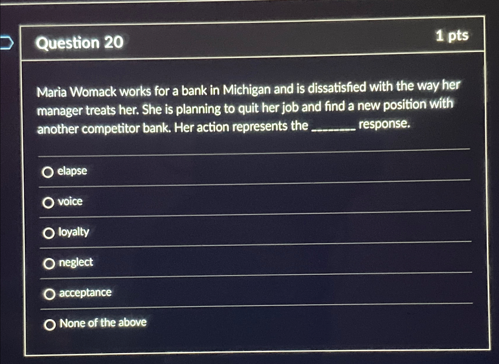 Solved Question 201 ﻿ptsMaria Womack works for a bank in | Chegg.com
