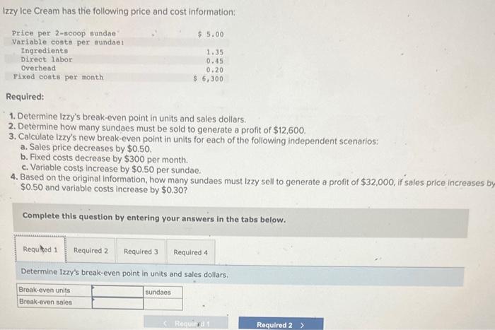 Solved Izzy Ice Cream has the following price and cost | Chegg.com