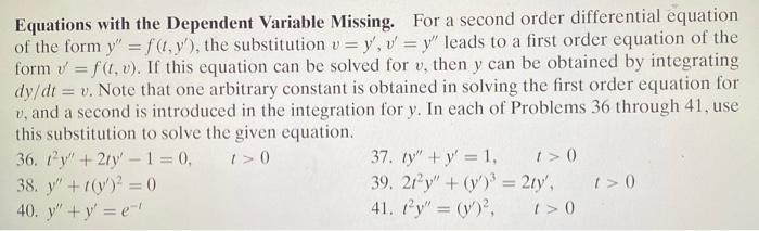 Solved Equations with the Dependent Variable Missing. For a | Chegg.com