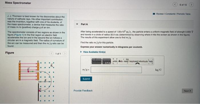 Solved Mass Spectrometer 6 of 10 Review Constants 1 Periodic | Chegg.com