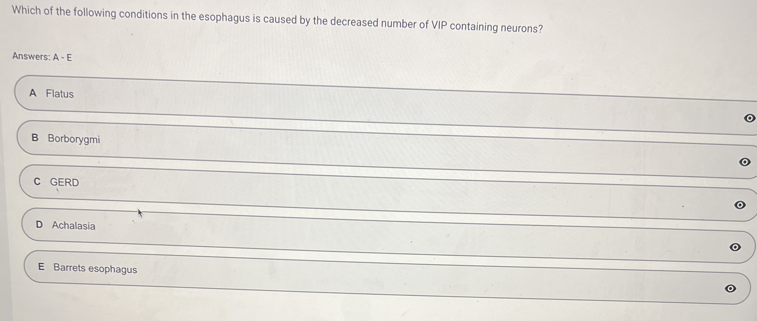 Solved Which of the following conditions in the esophagus is | Chegg.com