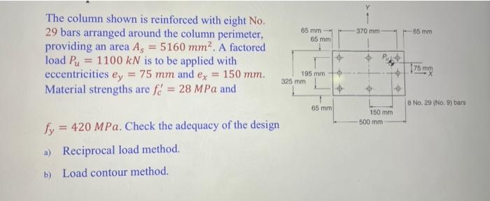 Solved The column shown is reinforced with eight No. 29 bars | Chegg.com