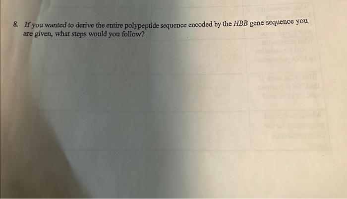 Solved 8. If you wanted to derive the entire polypeptide | Chegg.com