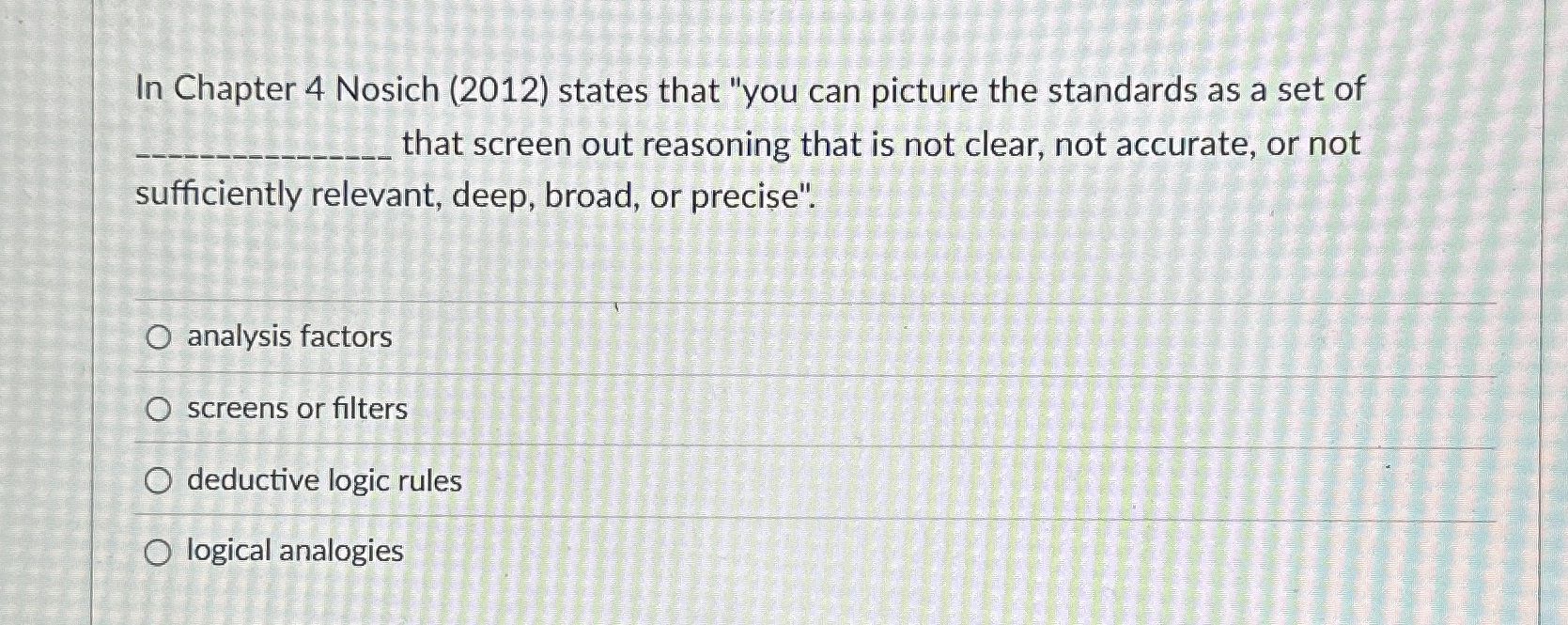 Solved In Chapter 4 ﻿Nosich (2012) ﻿states that "you can | Chegg.com
