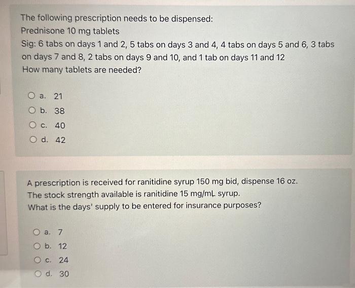 Solved The following prescription needs to be dispensed: | Chegg.com
