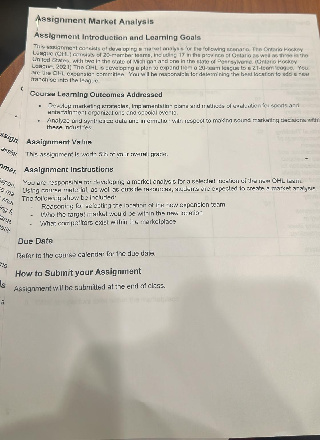 Solved Assignment Market AnalysisAssignment Introduction and | Chegg.com