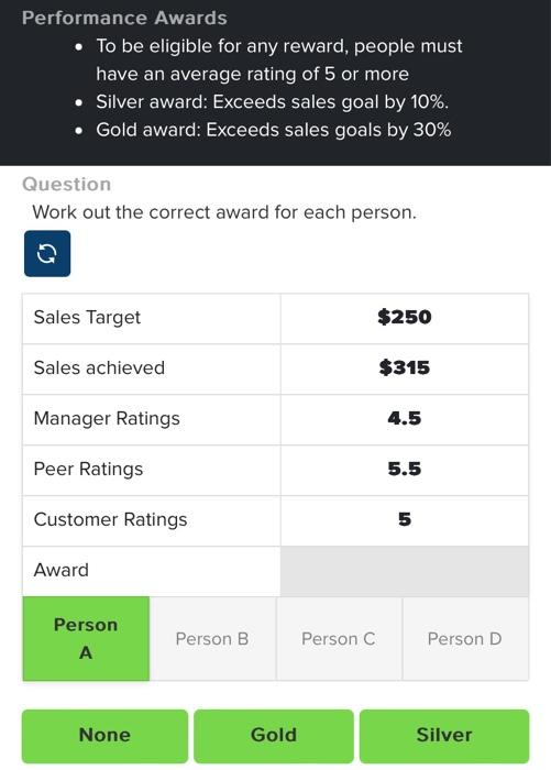 Solved Performance Awards - To be eligible for any reward, | Chegg.com