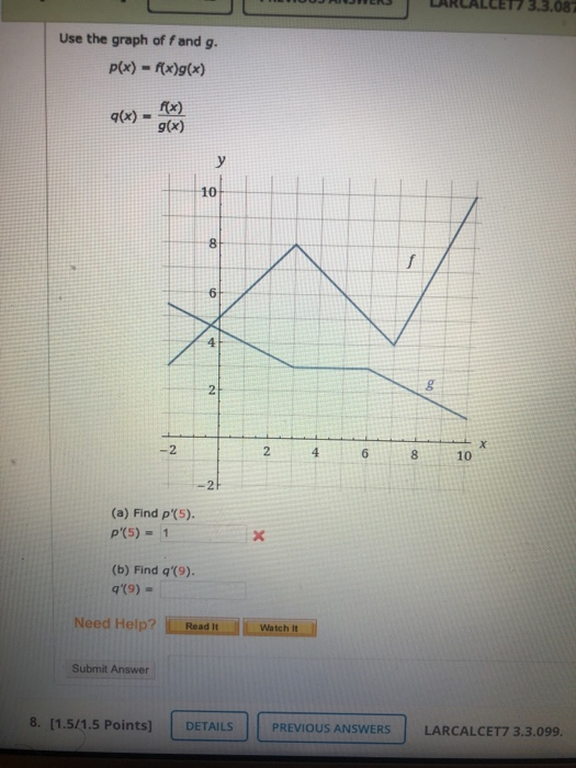 Solved E17 3.3.08 Use the graph of fand g. P(x) = f(x)g(x) | Chegg.com