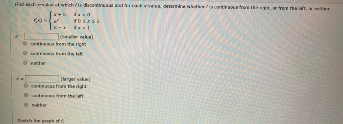Solved Find each x-value at which fis discontinuous and for | Chegg.com