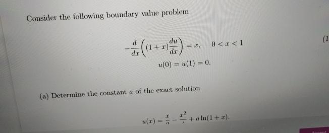 Solved Consider the following boundary value | Chegg.com