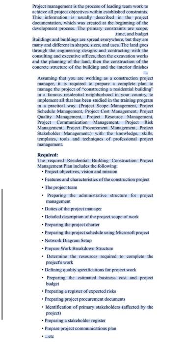 Solved Project management is the process of leading team | Chegg.com