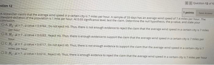 Solved Question 12 of 1 stion 12 1 points Save Answer A | Chegg.com