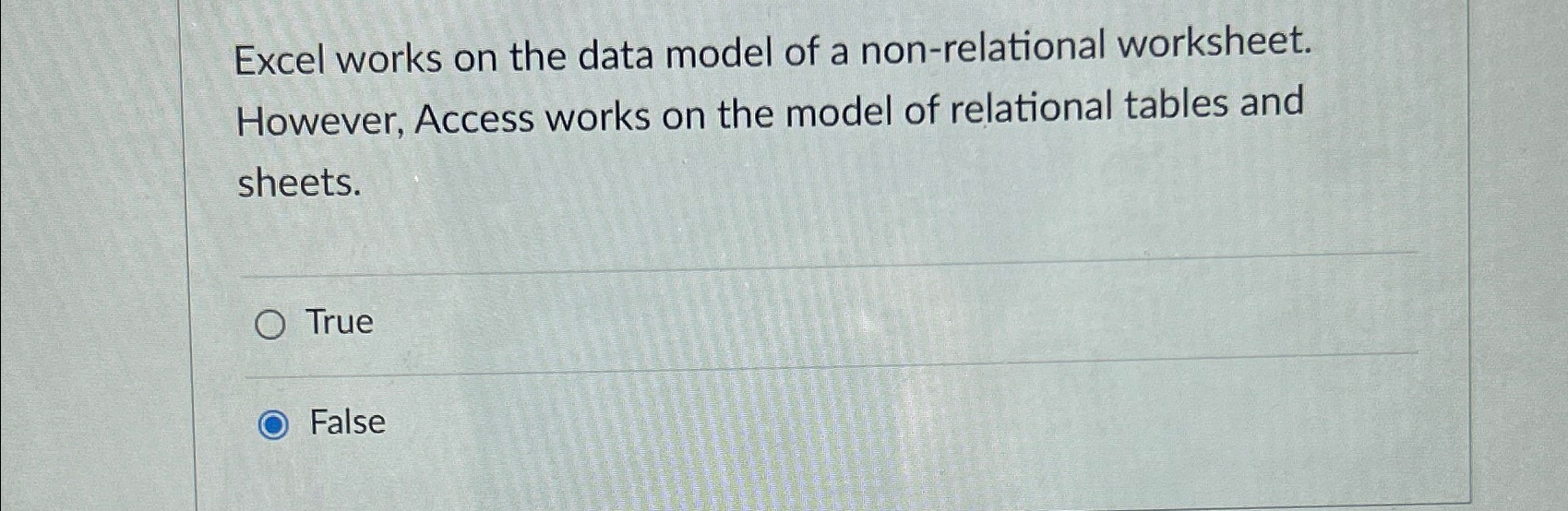 Solved Excel works on the data model of a non-relational | Chegg.com