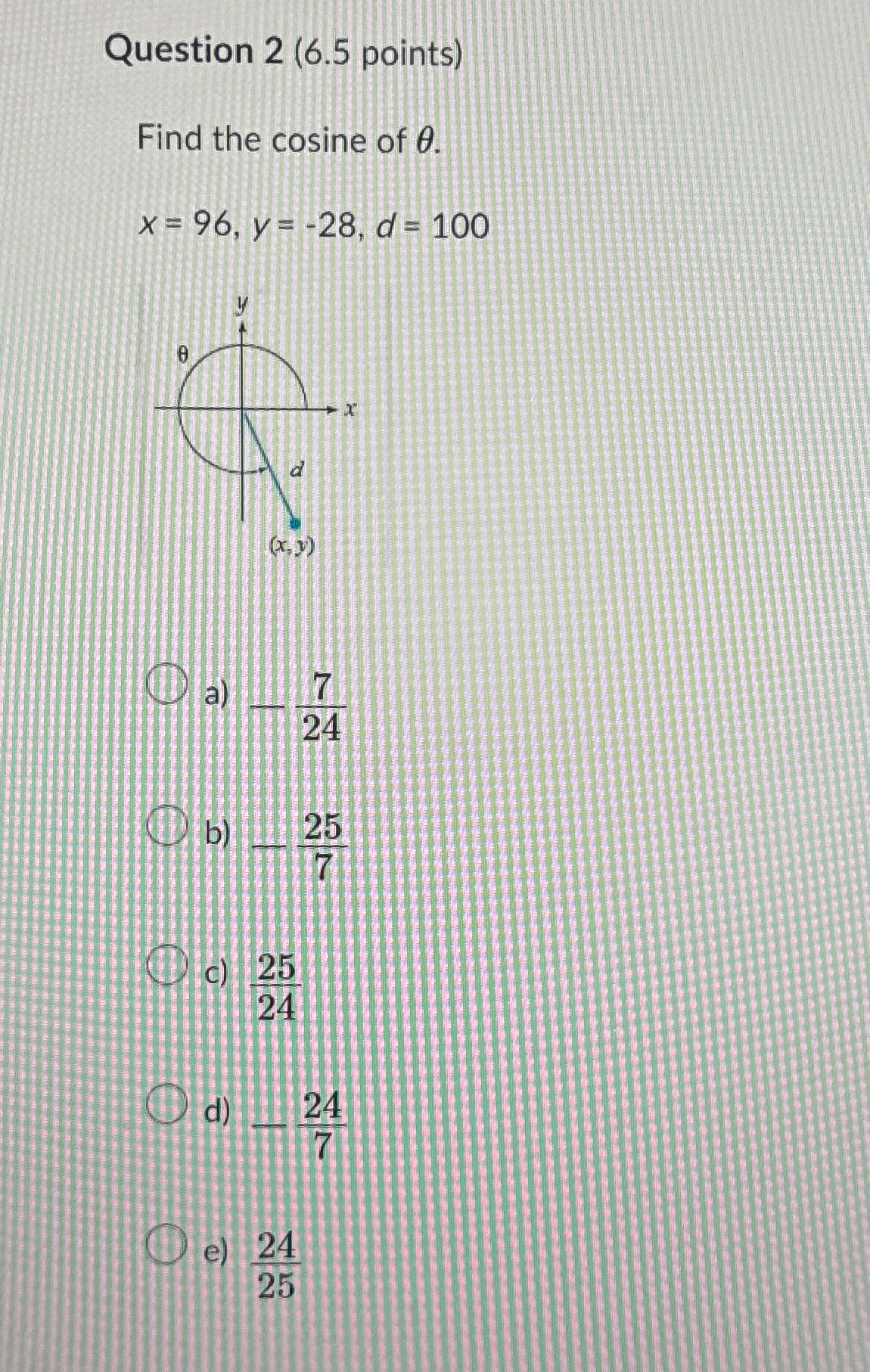 Solved Question 2 (6.5 ﻿points)Find the cosine of | Chegg.com