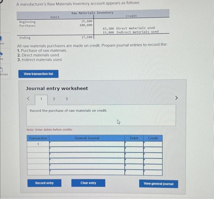 Solved A manufacturer's Raw Materials Inventory account | Chegg.com