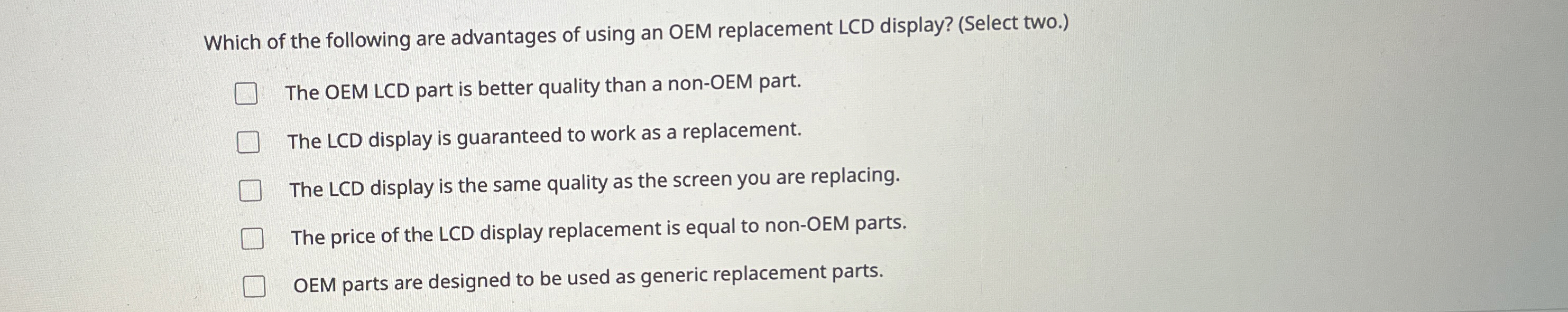 Solved Which of the following are advantages of using an OEM | Chegg.com
