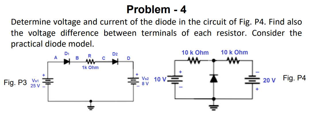 Solved Problem - 4Determine voltage and current of the diode | Chegg.com