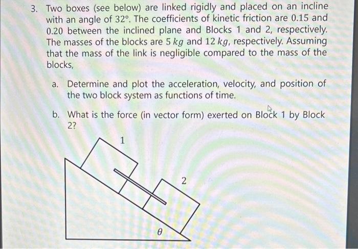 Solved 3. Two boxes (see below) are linked rigidly and | Chegg.com