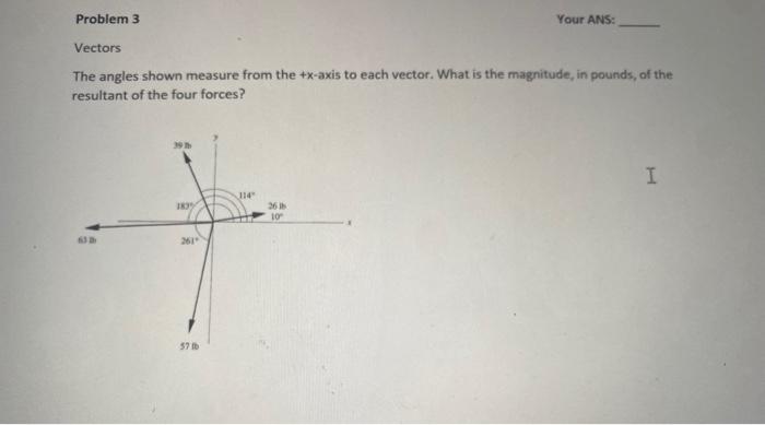 Solved Problem 2 Your ANS: Vectors The angles shown measure | Chegg.com