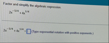Solved Factor and simplify the algebraic | Chegg.com