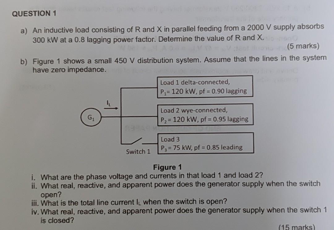 Solved QUESTION 1 a) An inductive load consisting of Rand X | Chegg.com
