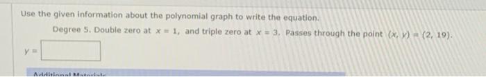 Solved Use the given information about the polynomial graph | Chegg.com
