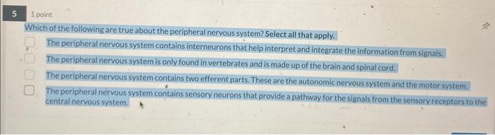 Solved Which of the following are true about the peripheral | Chegg.com