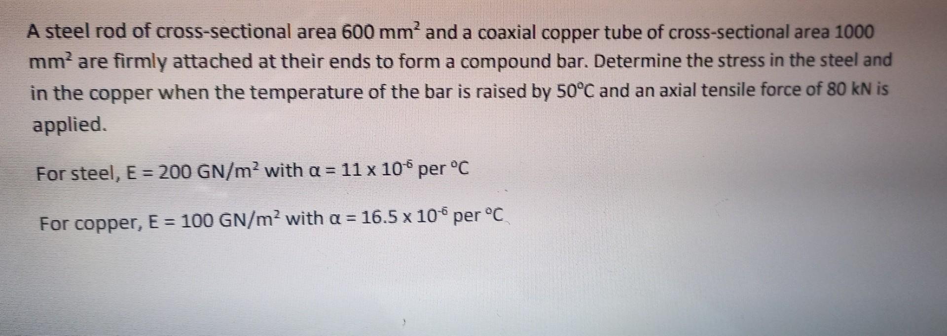 Solved A steel rod of cross-sectional area 600 mm2 and a | Chegg.com