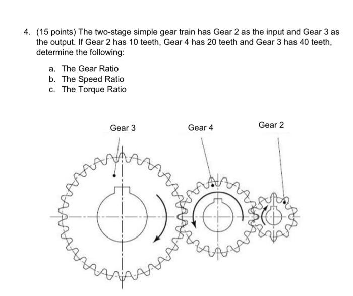Solved 4. (15 points) The two-stage simple gear train has | Chegg.com