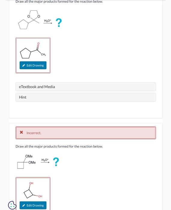 Solved Draw all the major products formed for the reaction | Chegg.com