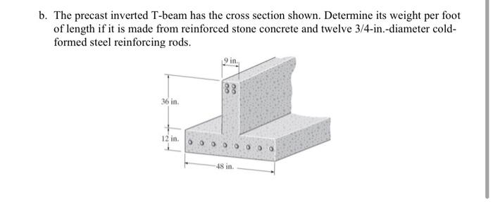 Solved b. The precast inverted T-beam has the cross section | Chegg.com