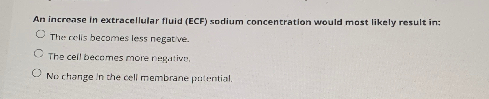 Solved An increase in extracellular fluid (ECF) ﻿sodium | Chegg.com
